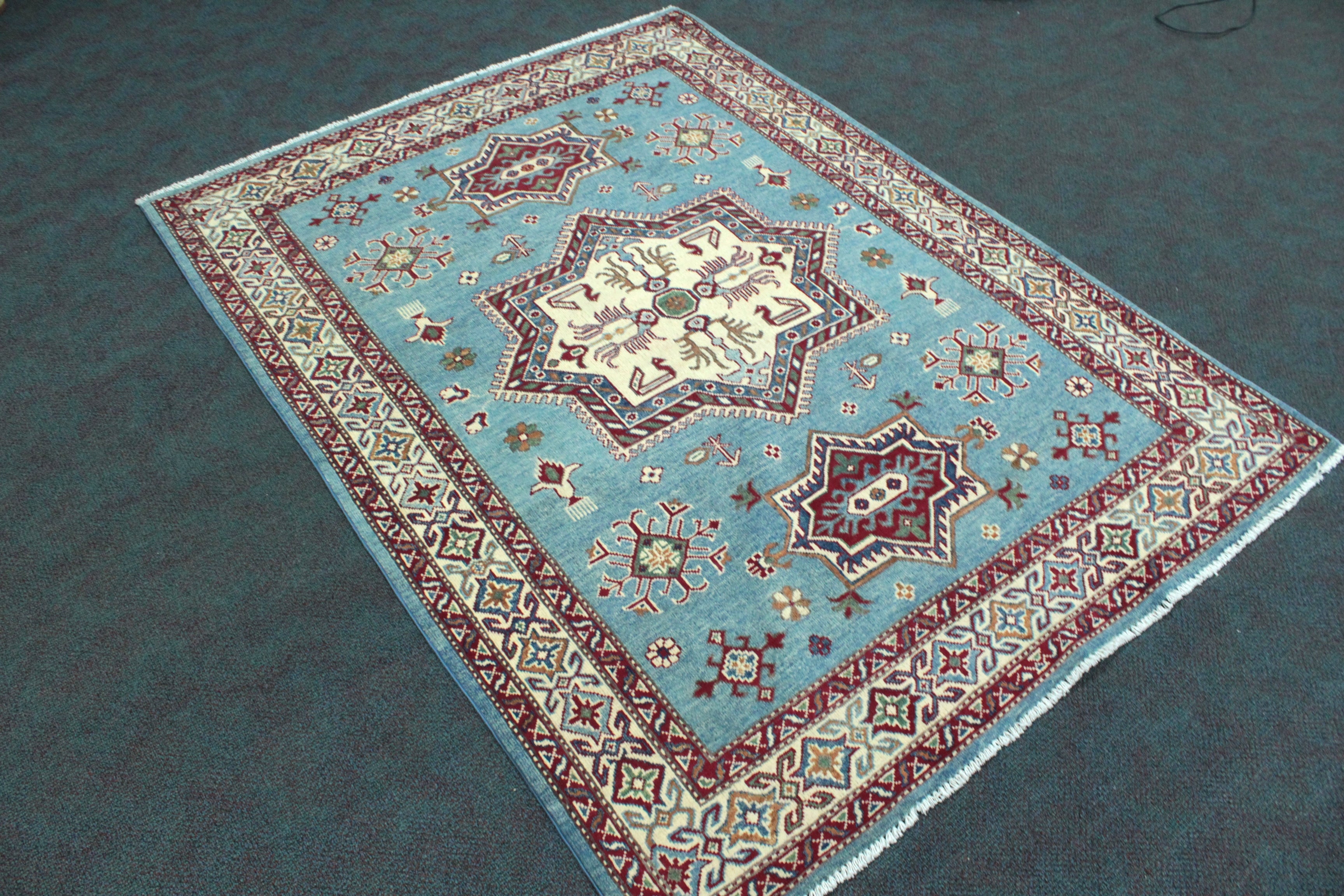 Kazak Hand-Knotted Oriental Persian Rug - Wool - 202 cm x 150 cm ...