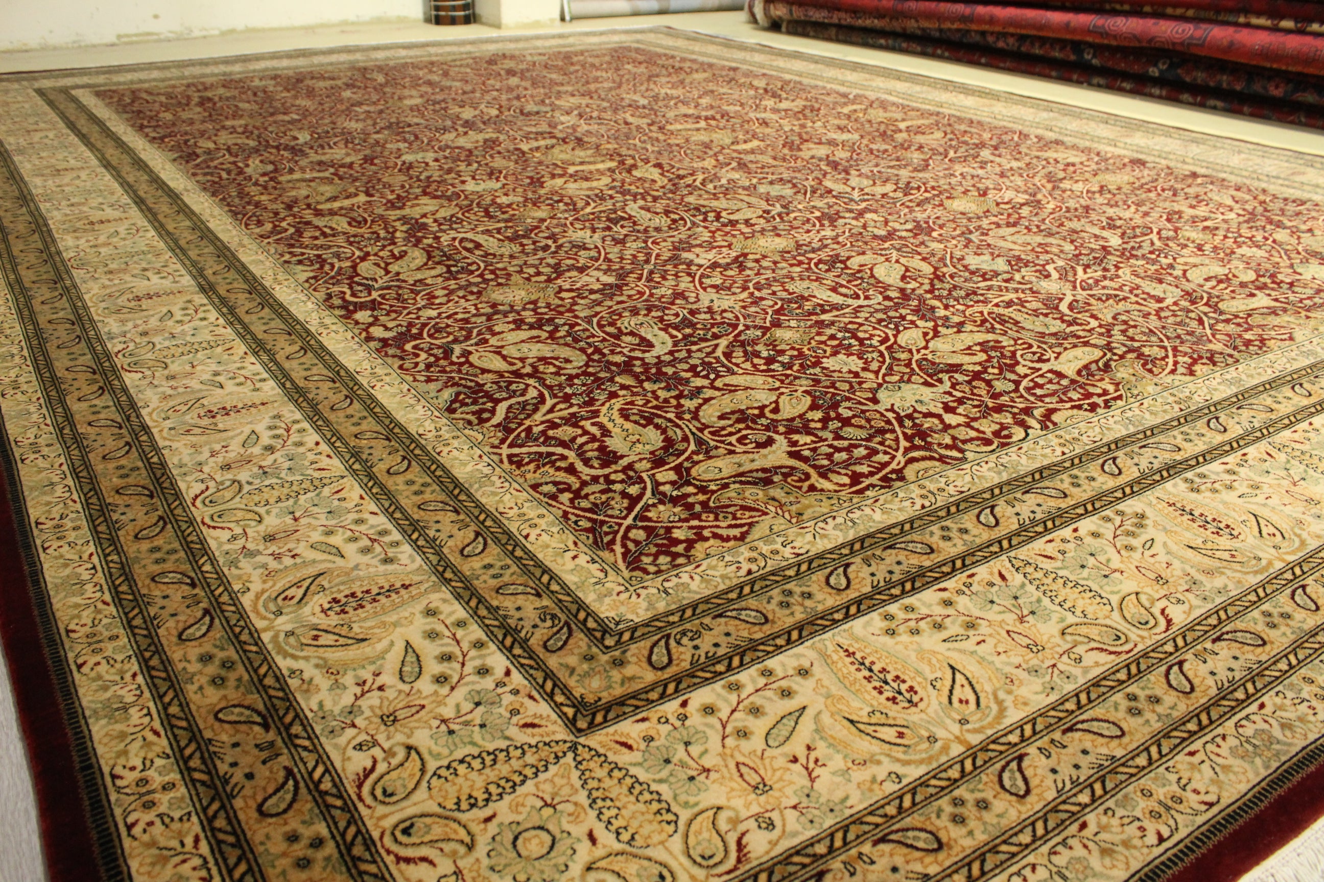 Kashmiri Hand-Knotted Oriental Persian Rug - Wool - 428 cm x 307 cm ...