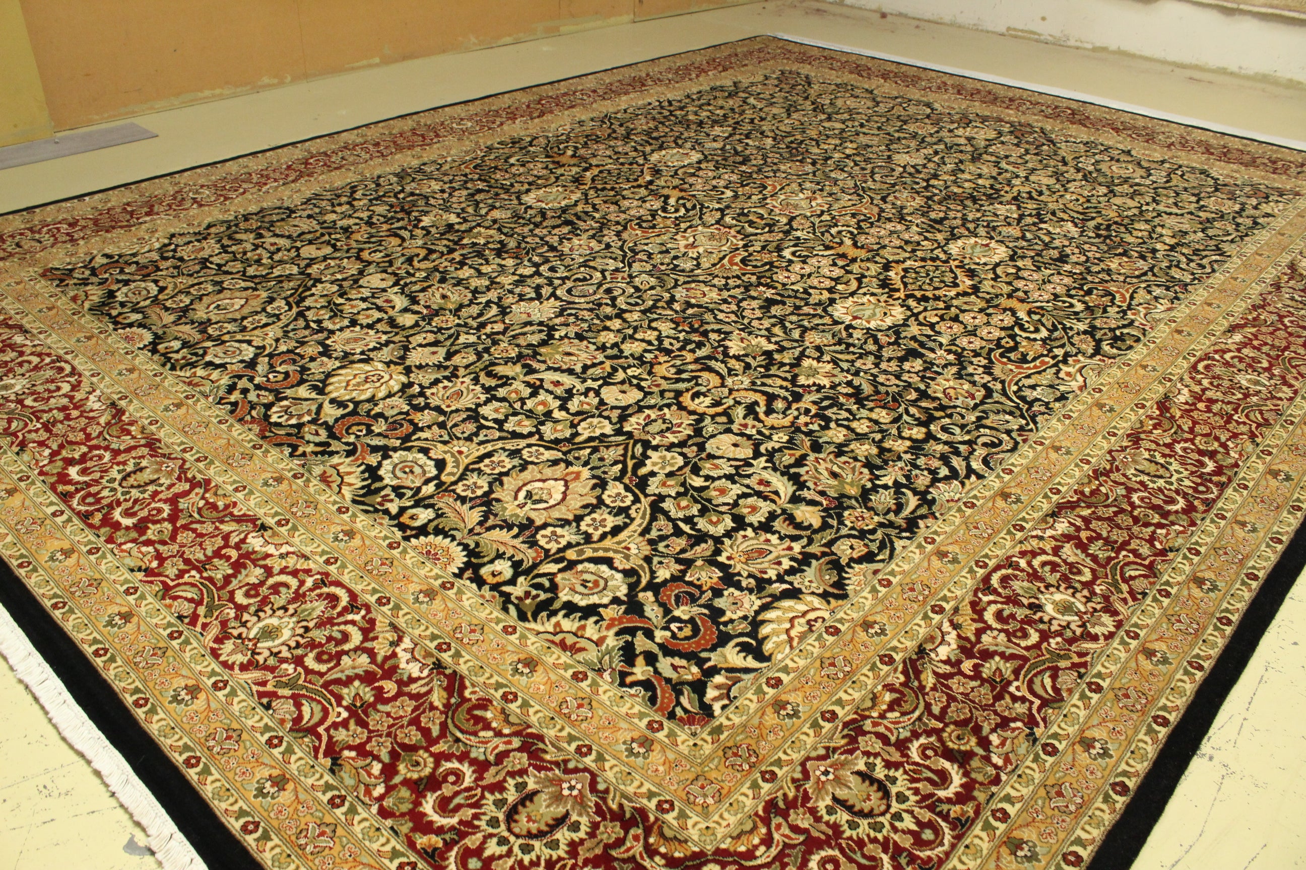 Kashmiri Hand-Knotted Oriental Persian Rug - Wool - 370 cm x 278 cm ...