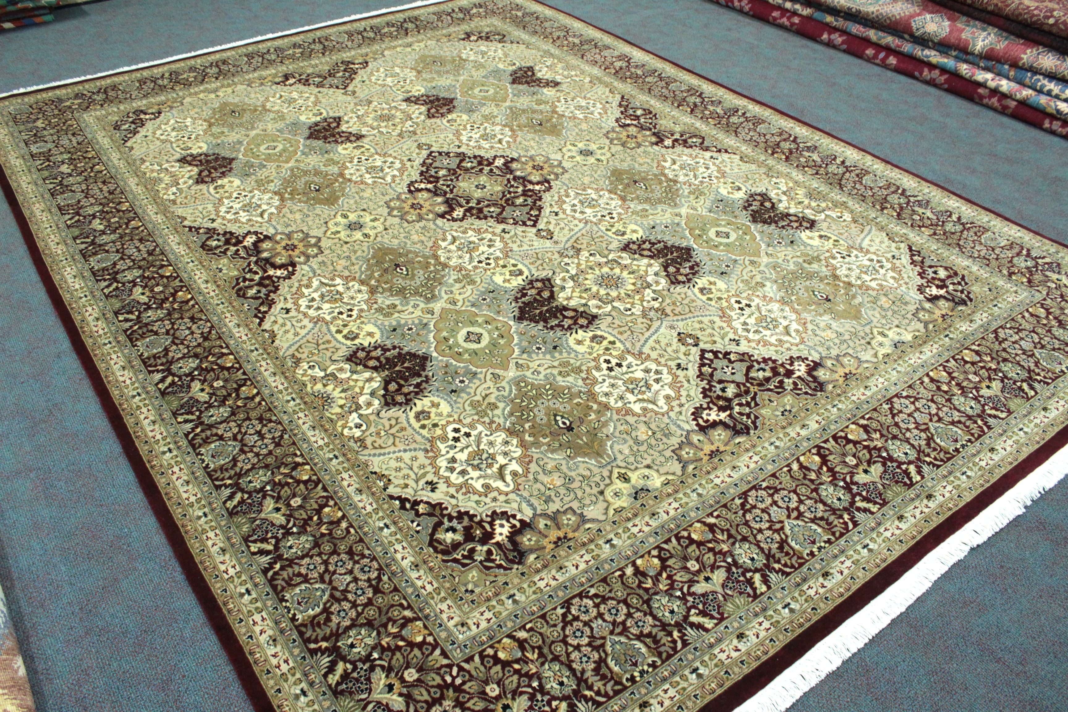 Kashmiri Hand-Knotted Oriental Persian Rug - Wool - 378 cm x 273 cm ...