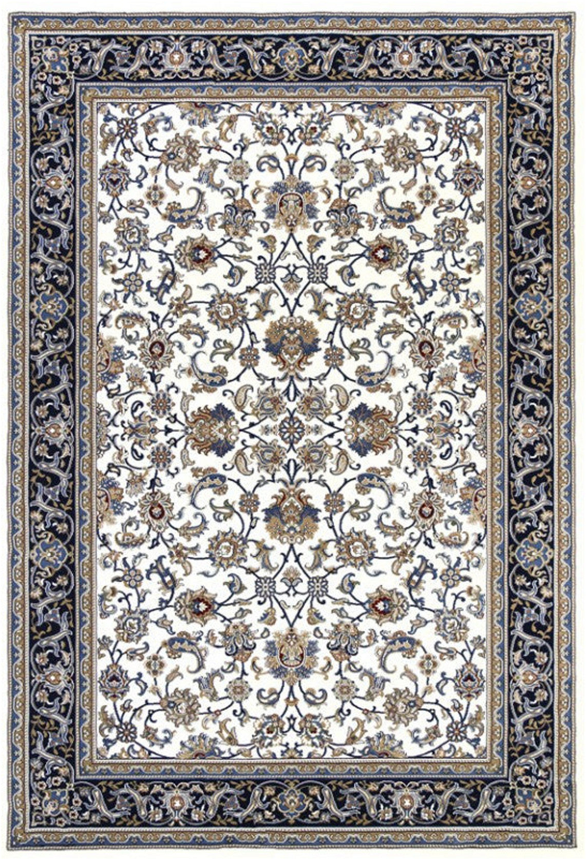 Traditional Nain Premium Designer Rug (17855 635 Cream Navy) – Persian ...