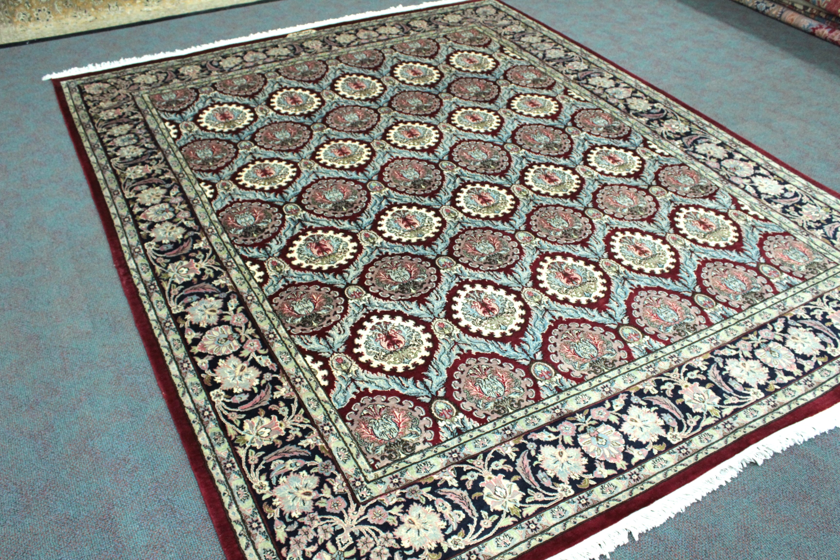Kashmiri Hand-Knotted Oriental Persian Rug - Wool - 300 cm x 238 cm ...