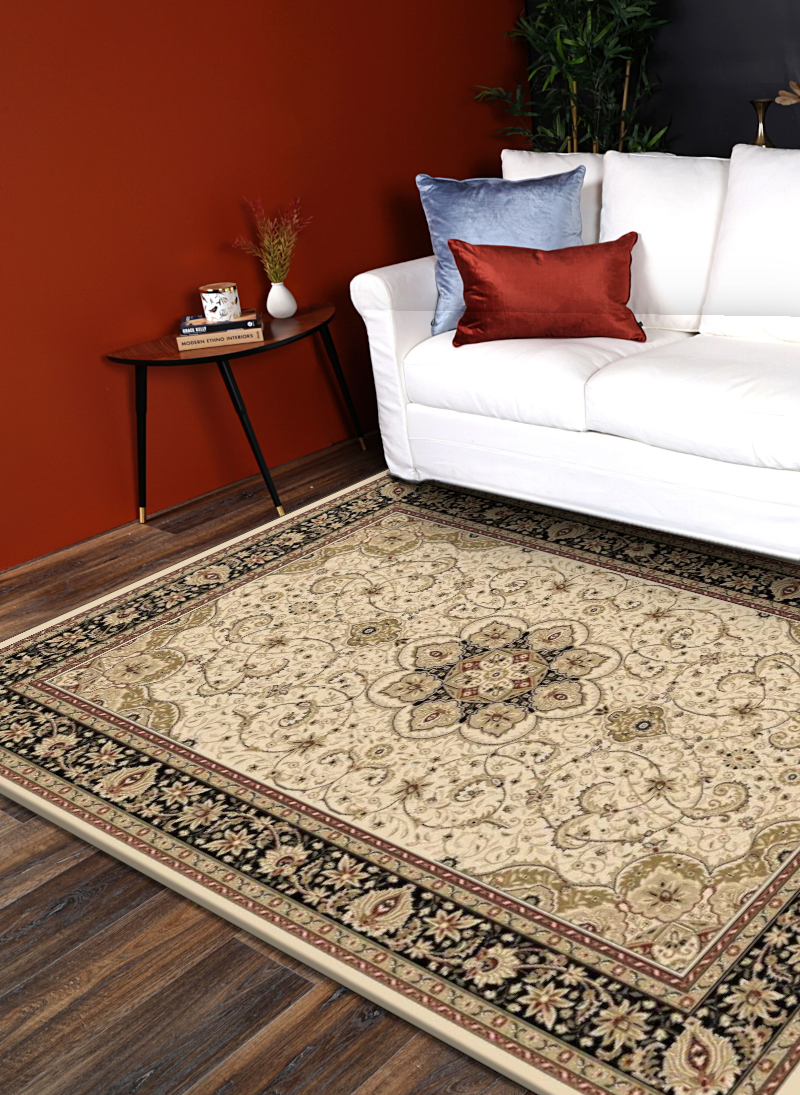 Traditional Isfahan Premium Designer Rug (3891 062 Cream) – Persian Rug ...
